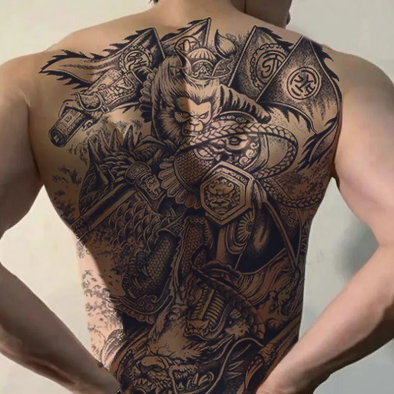 Herbal-Juice-Ink-Temporary-Tattoos-for-Man-Full-Back-Tradition-Tattoo ...