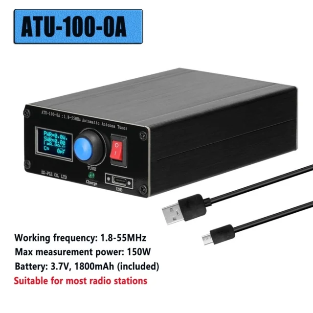 ATU-100-0A 1.8-55MHz Mini Automatic Antenna Tuner OLED Display Aluminum ...
