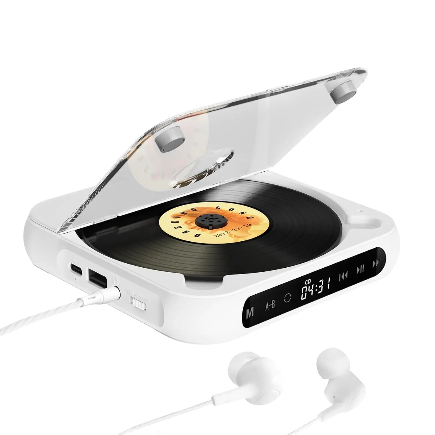 Portable Ultra Flat Bluetooth CD Player, USB-C Quick Charging, Great ...