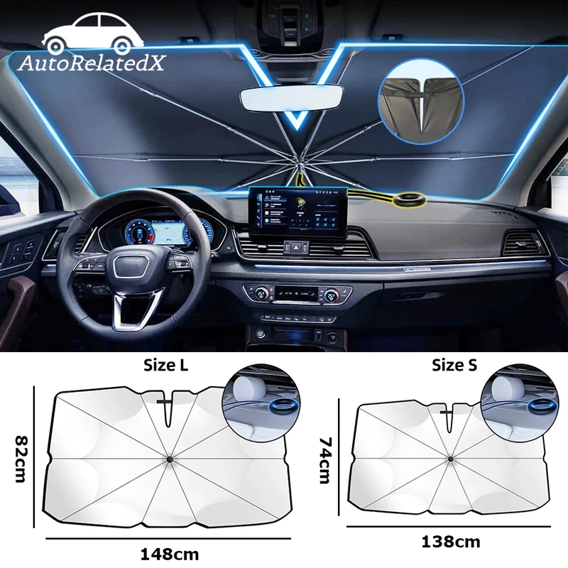 Car Windshield Sun Shade Umbrella Portable Car Parasol With Pull Ring ...