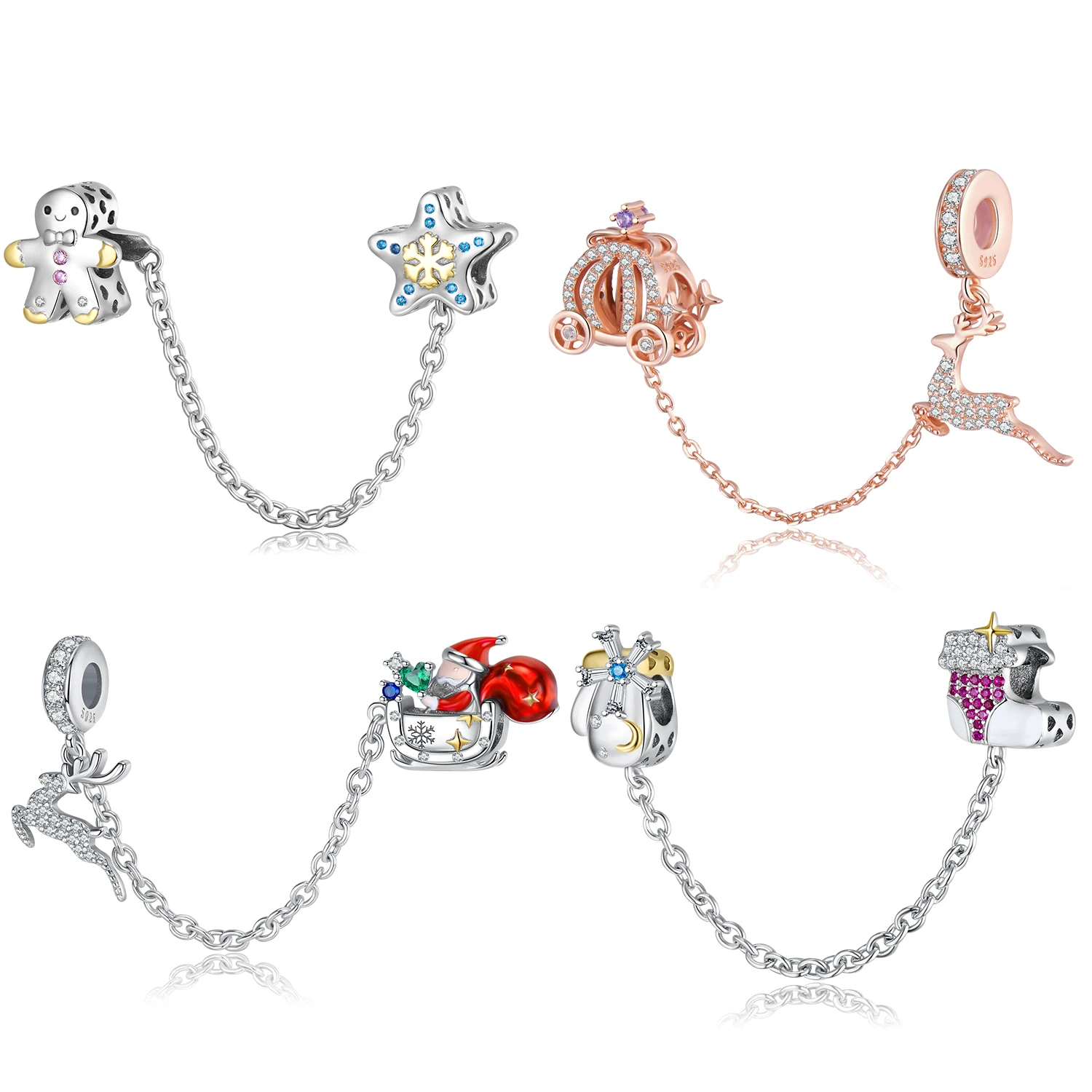 Christmas-Family-Series-Elk-Santa-Safety-Chain-Charm-925-Sterling ...