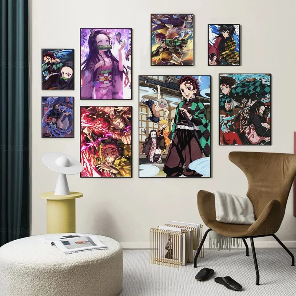 Modular Hd Prints Picture Home Decoration Demon Slayer Painting Canvas ...