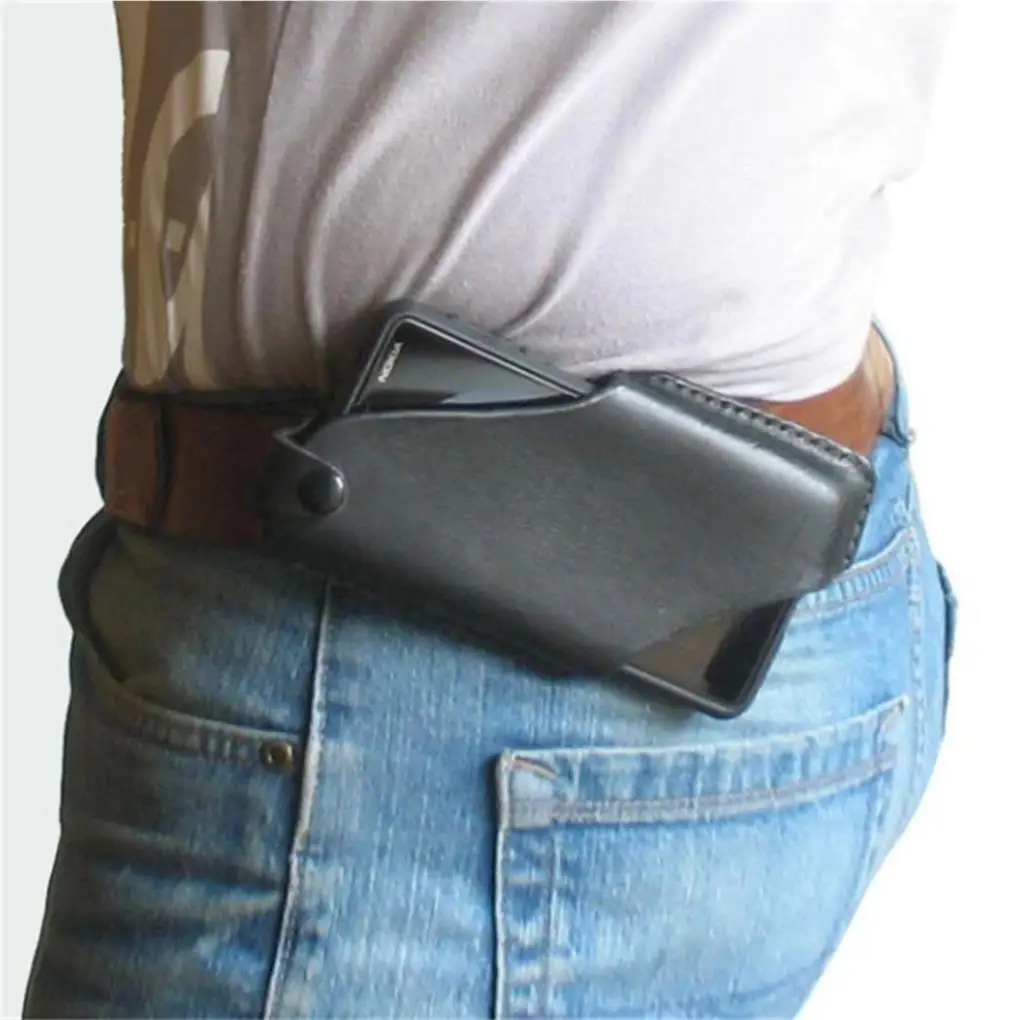 Phone Holster Outdoor Belt Phones Cases Simple Small Size PU Leather Cellphone Holder Case ...