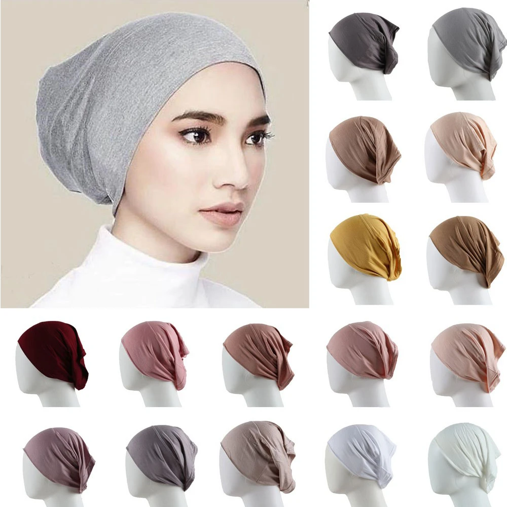 Inner Hijab Cap Muslim Turban Islam Underscarf Undercap Bonnet 53 Color ...