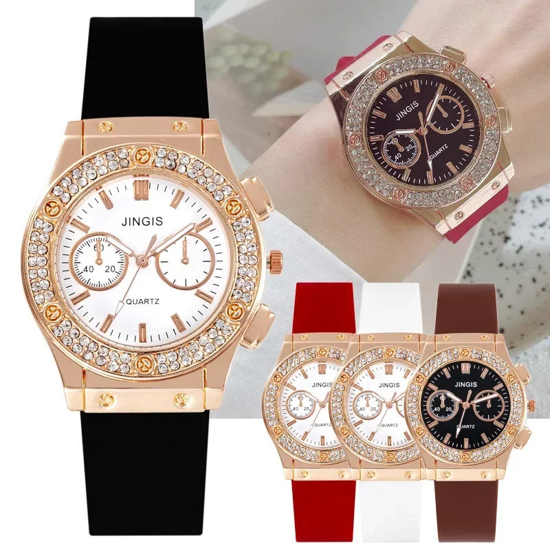Luxury-Fashion-Women-Silicone-Watches-High-End-Double-Diamond-Scale ...