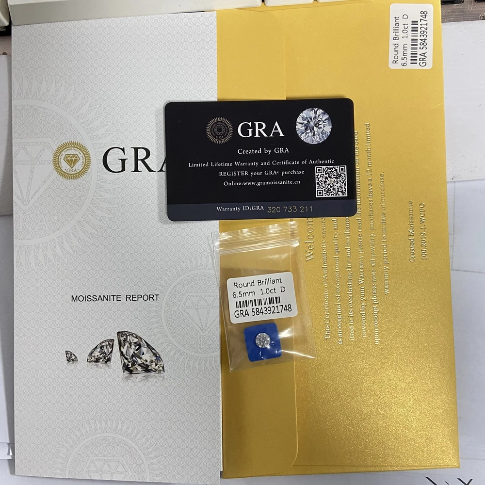 Meisidian 화이트 다이아몬드 GRA 모이사나이트 스톤 D 컬러 VVS1 1ct 6.5mm - 티몬