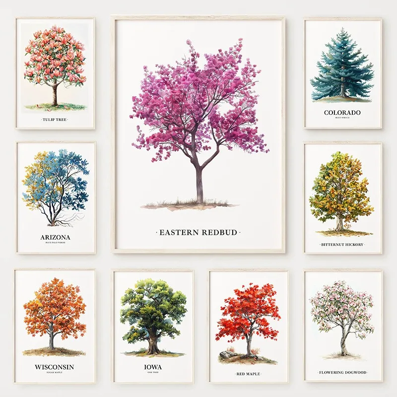 Modern Nature Season Trees Poster State Symbol Artwork Plant Tree ...