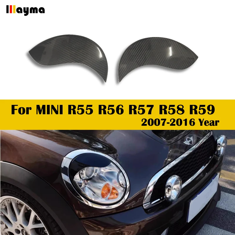 Carbon-Fiber-Car-Headlight-Eyebrows-Cover-FRP-adorkable-Eyelid-For-MINI ...