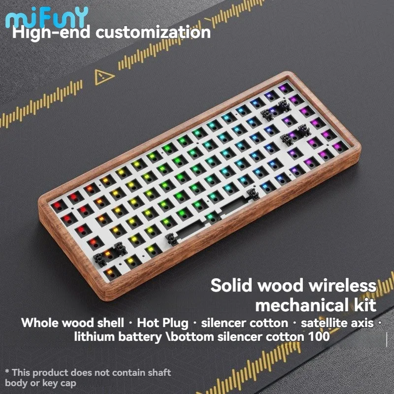 MiFuny Mechanical Keyboard Kit 64 Walnut 100 Wireless Keyboard RGB Fast ...
