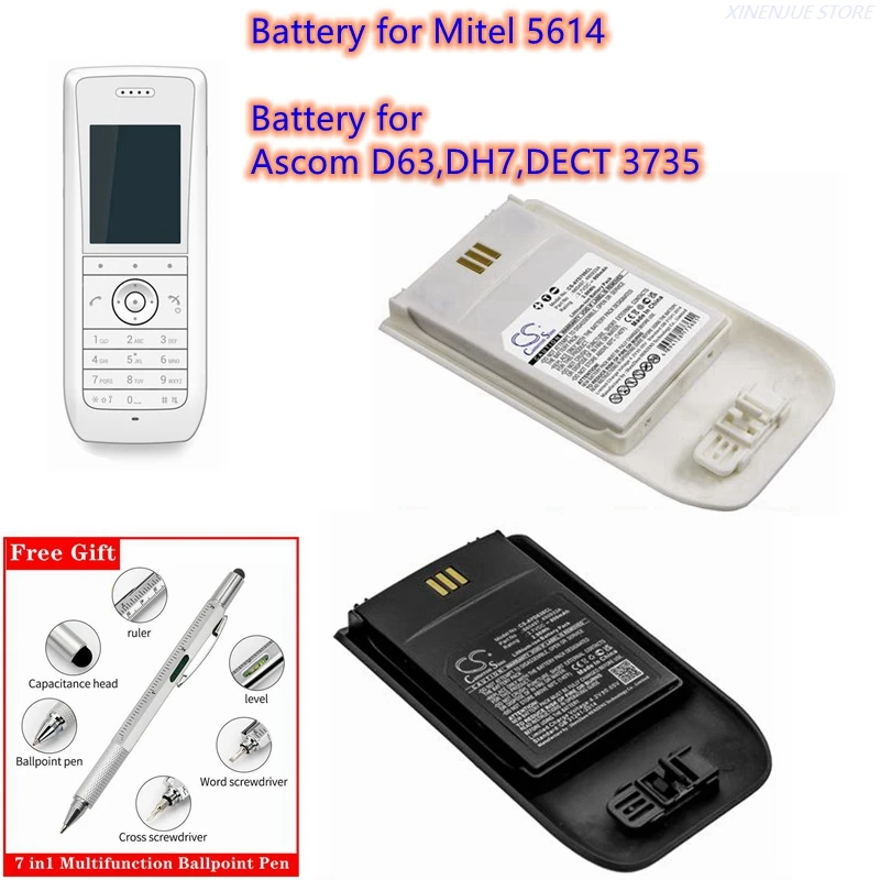 Cordless Phone Battery 3.7/800mAh 660497, 490933A for Mitel 5614, for ...