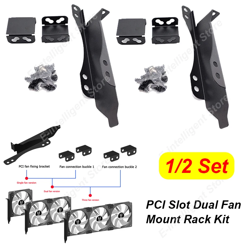1/2 Set 90mm/120mm çift Fan montaj raf PCI yuvası braketi masaüstü için ...