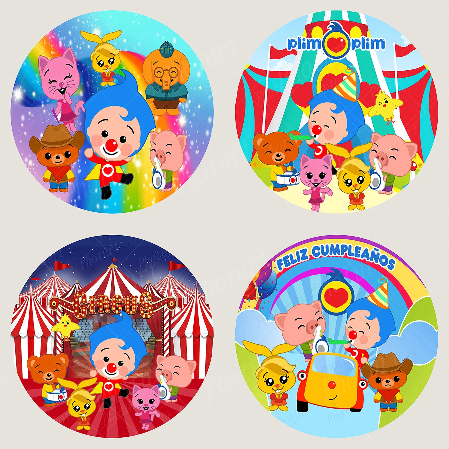 Round-Plim-Plim-Backdrop-Kids-Birthday-Baby-Shower-Background-Cat-Bear ...