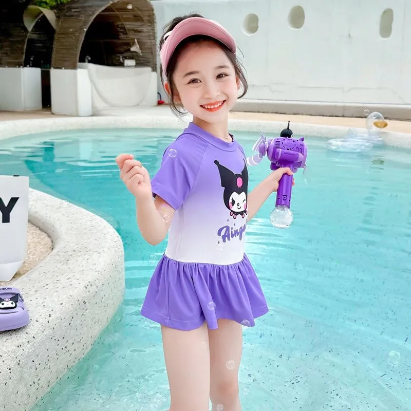 Traje de baño de una pieza de verano para niñas con dibujos animados de ...