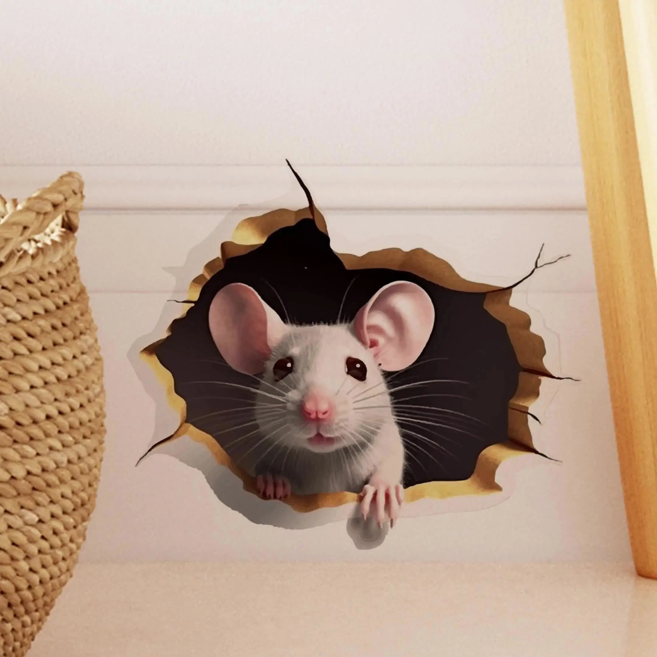 Mouse Decals Mouse Hole Cute Mouse Hole, Realistic Mouse Hole Sticker ...