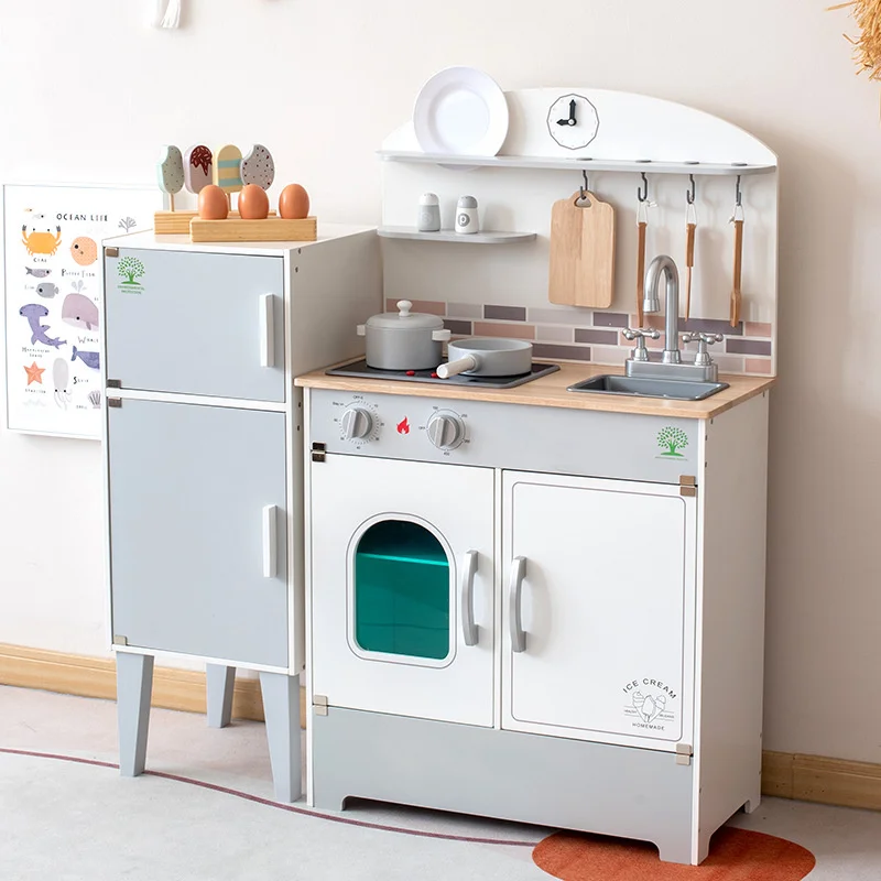 Children-s-Early-Education-Family-Home-Large-White-Refrigerator-Stove-Kitchen-Simulation-Cooking ...