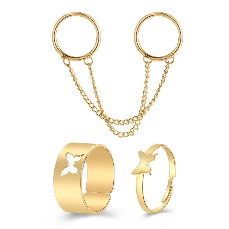 Chain-Rings-with-Chains-Unique-Design-for-Butterfly-Rings-Punk-Jewelry ...