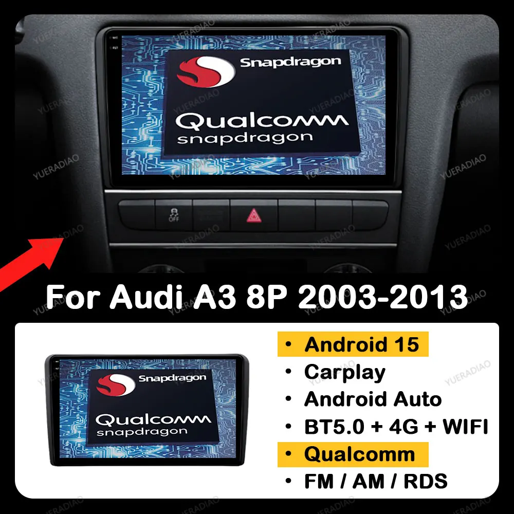 Android 15 Car Radio For Audi A3 8P 2003 - 2013 GPS NAVI 4G LTE 5G WIFI ...