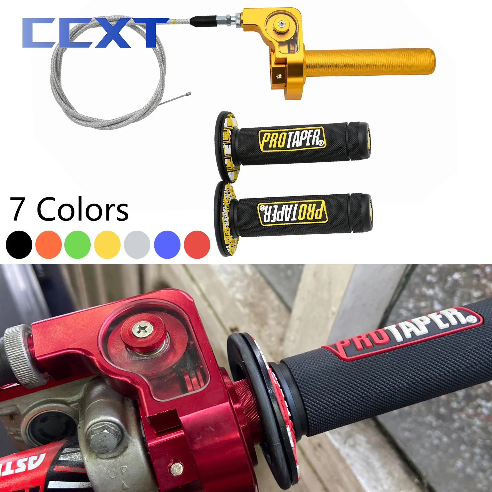 22mm-Universal-Motorcycle-Handle-Grips-Throttle-Cable-CNC-Quick-Turn ...