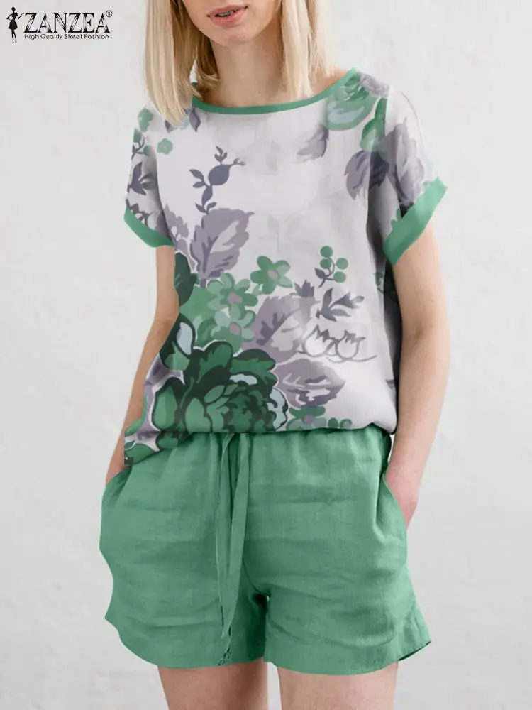 2PCS-Fashion-Summer-Short-Sets-Women-Matching-Sets-ZANZEA-Elegant-Short ...