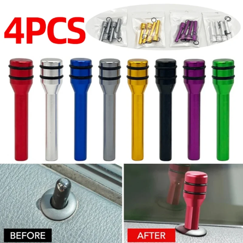 4Pcs Car Door Lock Pin Rod Knob Pull Security Insurance Auto Universal ...