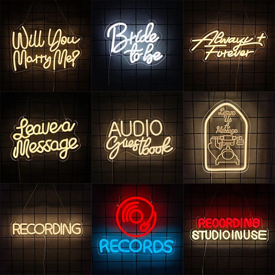 LED Neon Audio Guestbook Sign for Wedding Shop Business Desk Decor ...