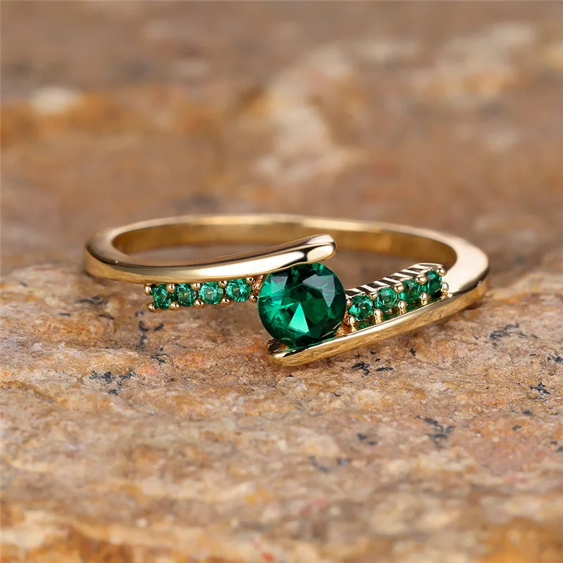 Simple-Fashion-Small-Round-Stone-Ring-Green-Crystal-Zircon-Engagement ...