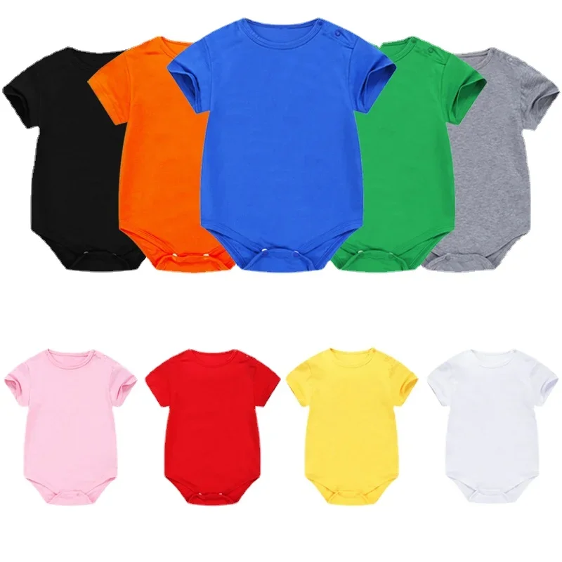 Summer-Thin-Solid-color-Baby-Shoulder-Buckle-Short-Sleeve-Romper-Cotton ...