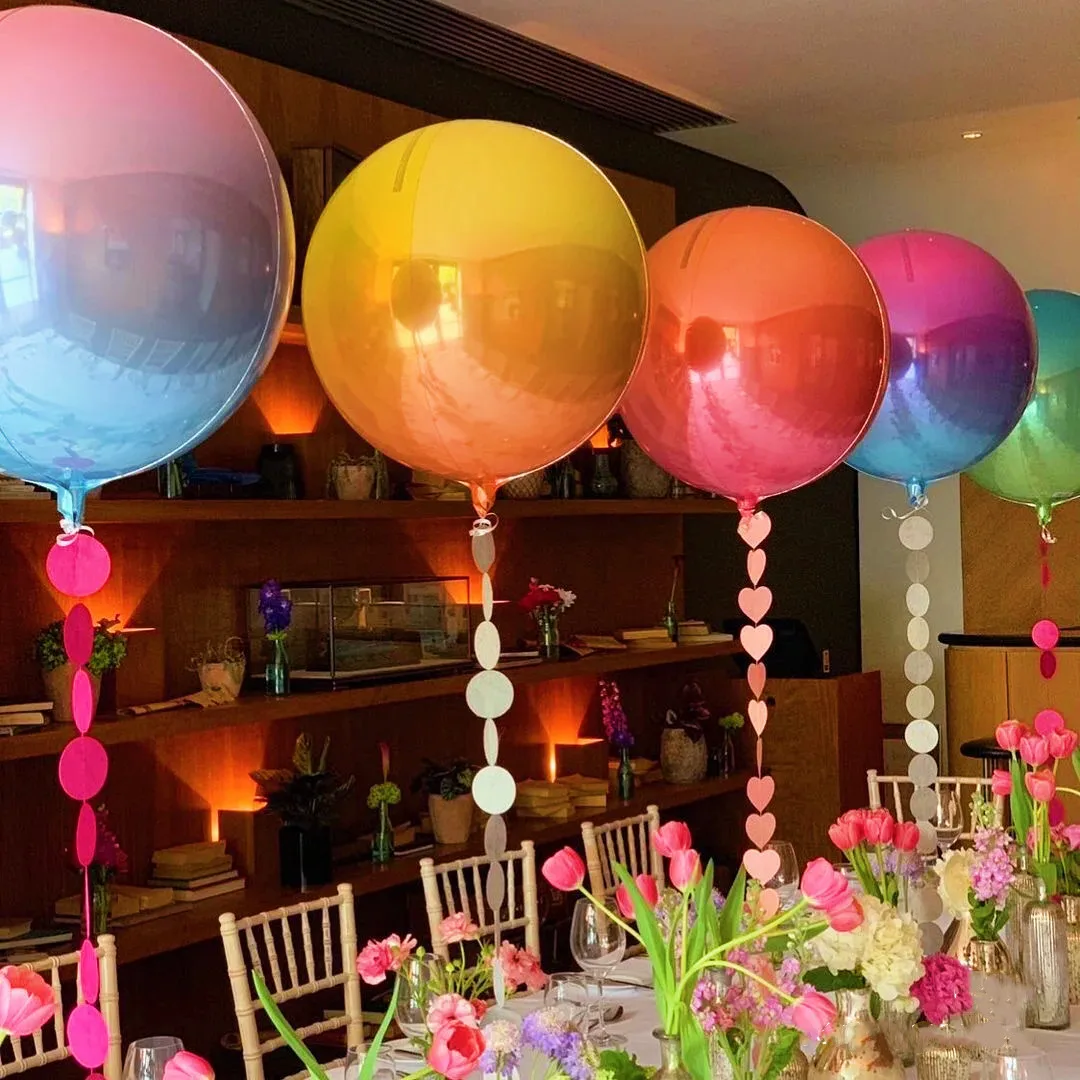3Pcs 22inch Rainbow Color 4D Foil Balloons Helium Globos Shiny Metallic ...