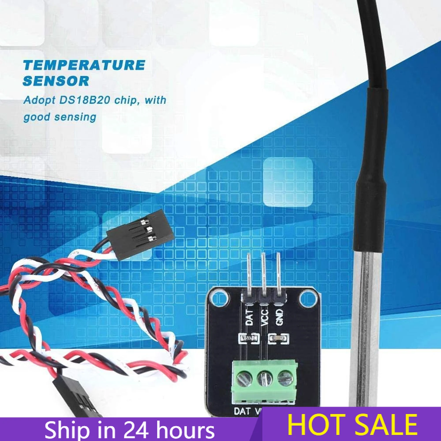 New Ds18b20 Temperature Sensor Module Kit Waterproof Digital Sensor ...