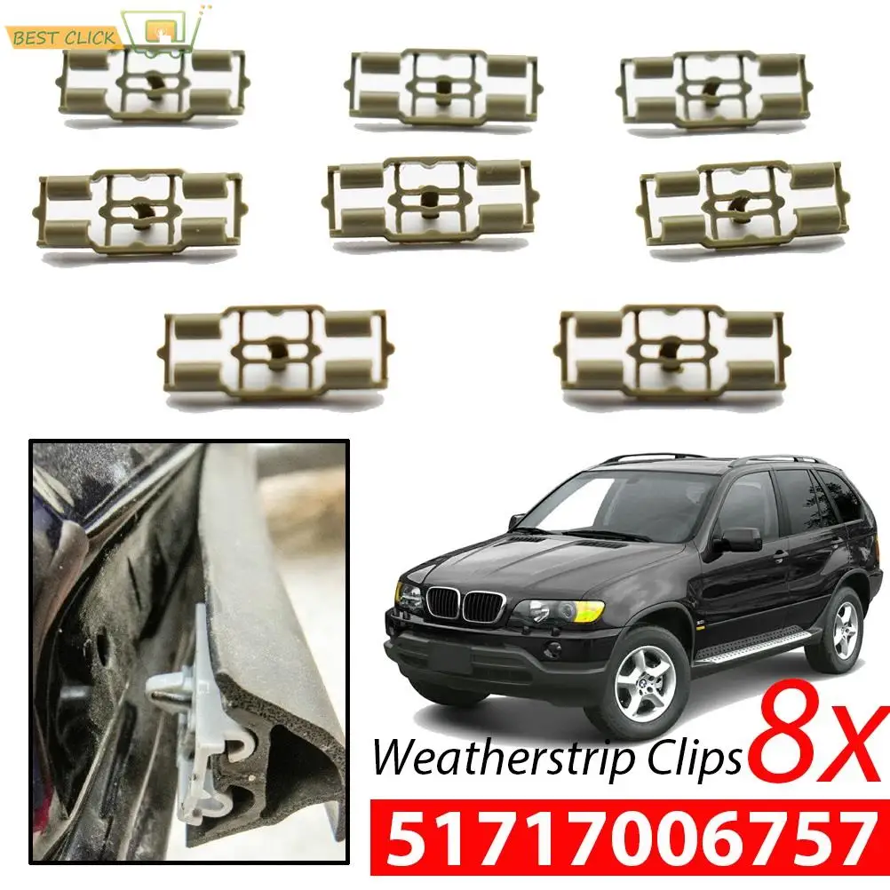 8Pcs Gray Weatherstrips Clips For BMW X5 E53 Door Seal Clip Front Rear ...
