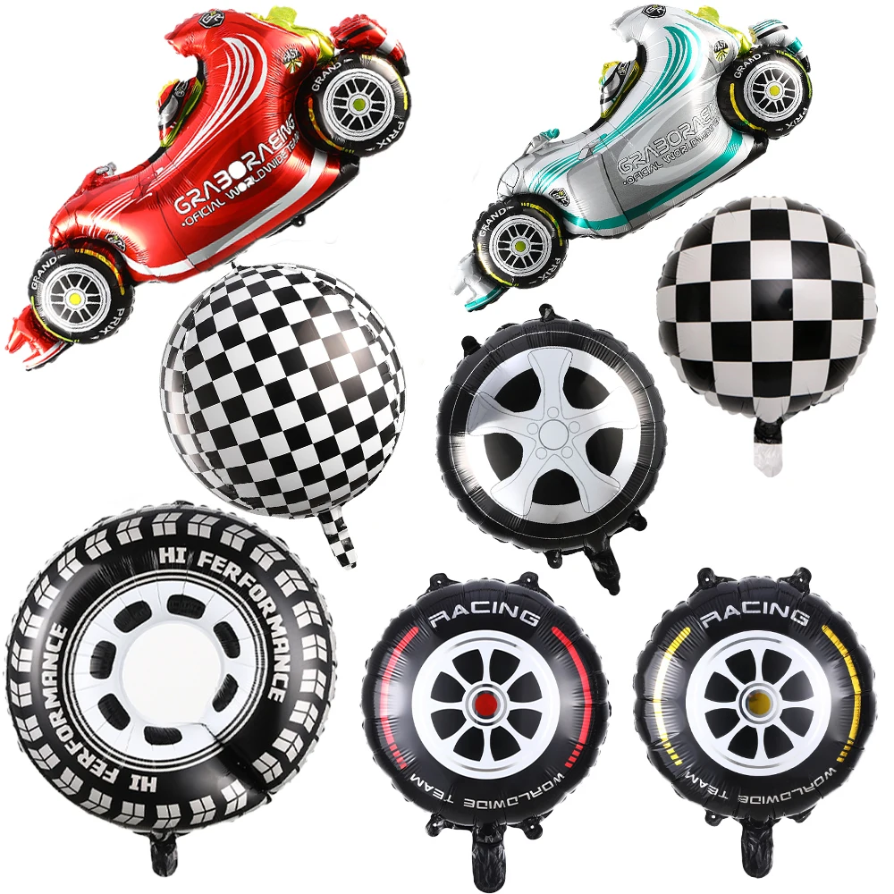5pcs-Racing-Car-Balloon-Set-Wheel-Helmets-Foil-Balloon-Racing-Checkered ...