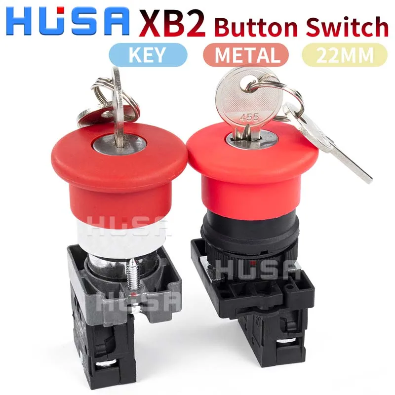 XB2-button-switch-self-reset-key-mushroom-head-22mm-start-1NC-1NO ...