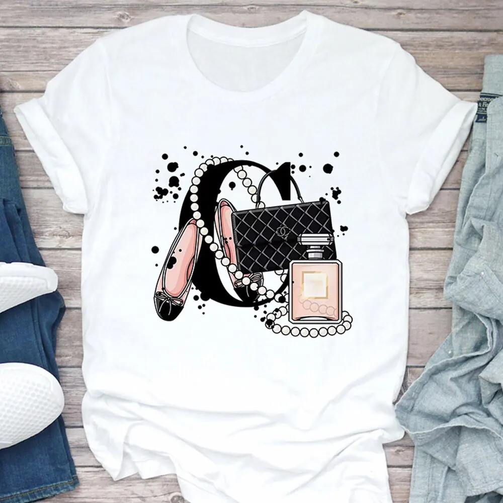 Women's T Shirt Summer Fashion Girl Bag Printed Ladies T-Shirt Casual ...
