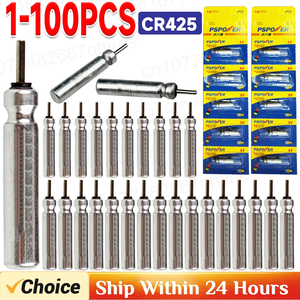 1-100Pcs-CR425-Fishing-Floats-Battery-CR-425-Luminous-Electric-Fishing ...