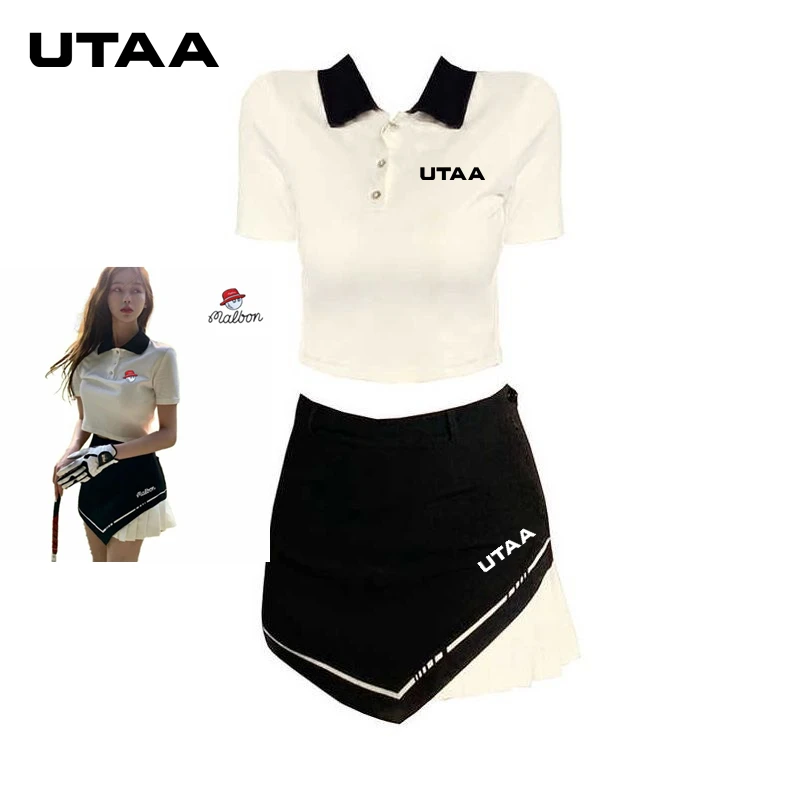 2023 골프 탑 테니스 스커트 폴로 우타 골프 티셔츠 G4 스커트 골프 수트 여성 골프웨어 여름 2 피스 세트