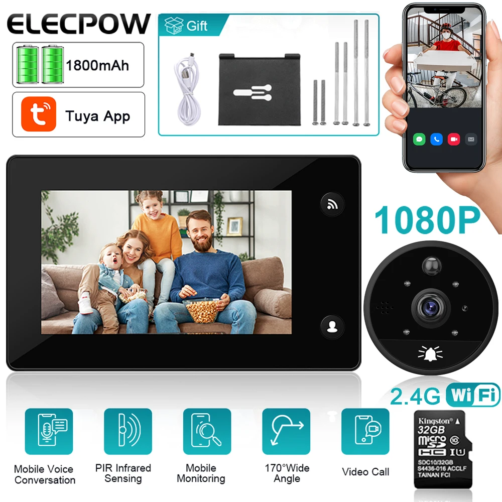 Smart Video Doorbell Wireless Peephole Camera | Doorbell Peephole ...