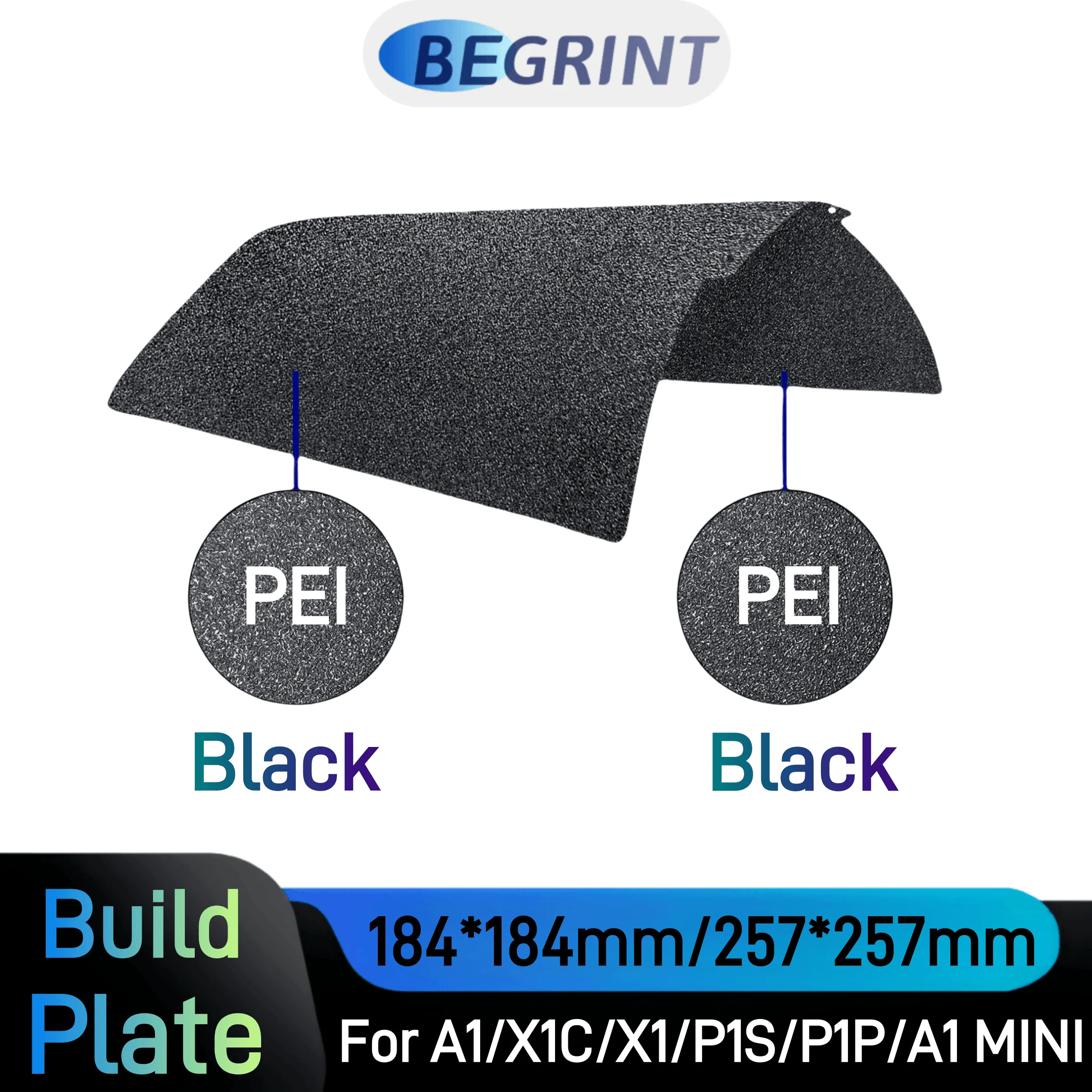 Double Sided Black Textured PEI Plate for Bambu Lab X1 X1C X1E P1P P1S ...