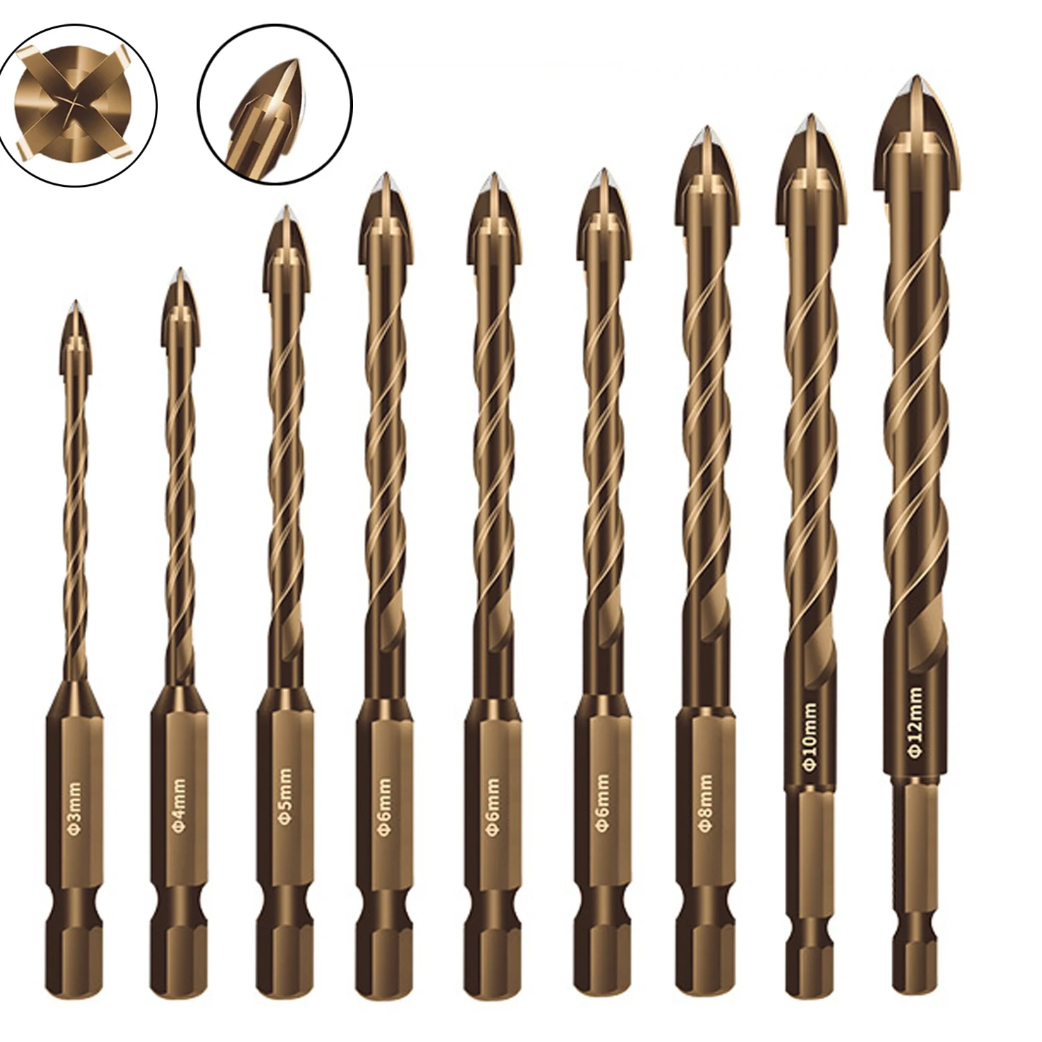 Cross-Hex-Tile-Drill-Bits-Set-Hard-Alloy-Triangle-Stone-Glass-Ceramic ...