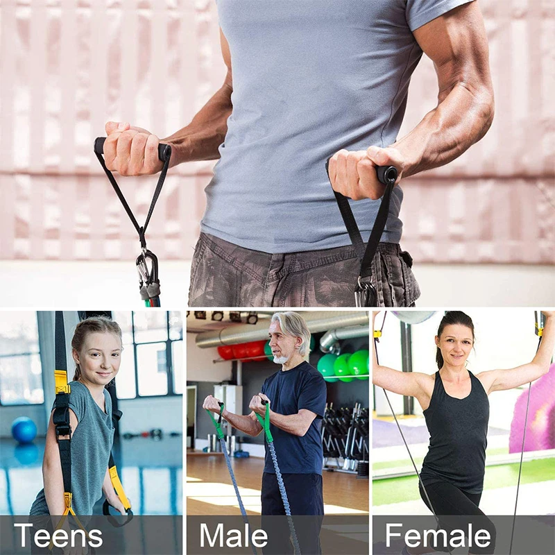 Resistance Band Plastic D Ring Exercise Strap Foam Handle – AllFitness ...