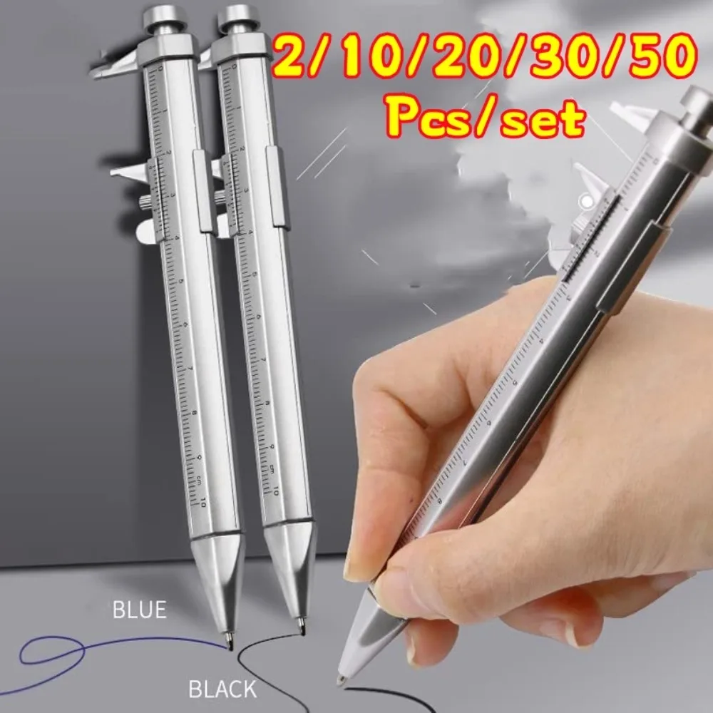 2-50Pcs Silver Caliper Pen with Scale Creative Office Promotional Gift ...