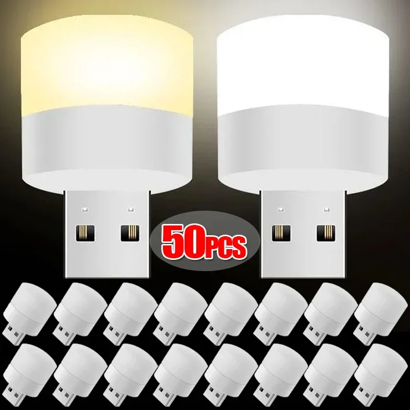 50/2Pcs USB Plug Night Light Portable Mini LED Lamps Eye Protection Book Reading Lights Computer ...