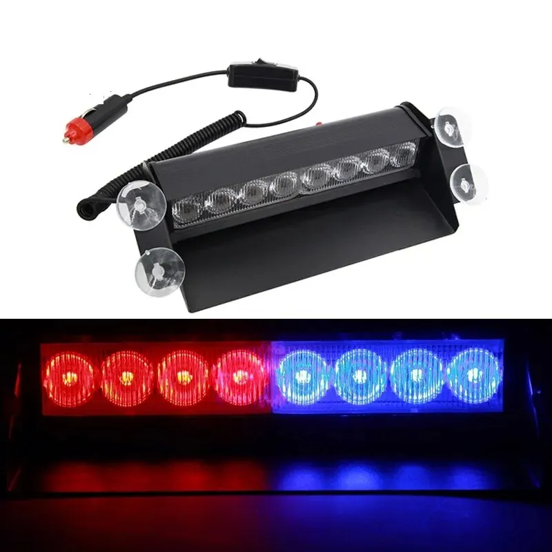 8-LED-Red-Blue-Strobe-Warning-Light-Police-Lights-Car-Road-Emergency ...