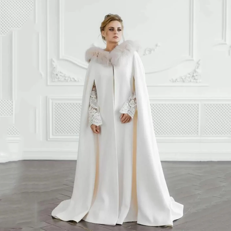 Maternity Women Evening Dresses Ivory Hooded Bridal Warm Long Cloaks ...