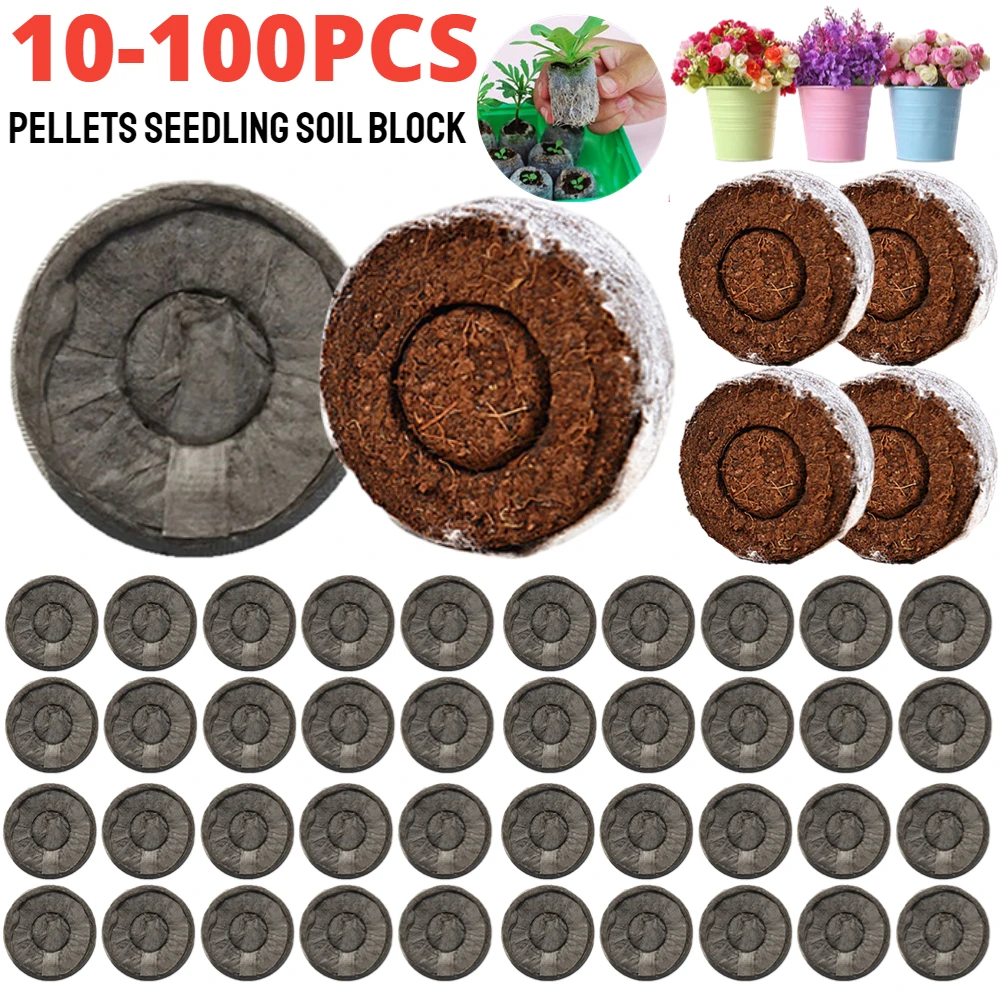 10-100PCS-Pellets-Seedling-Soil-Block-Pellets-Seed-Starting-Plugs ...