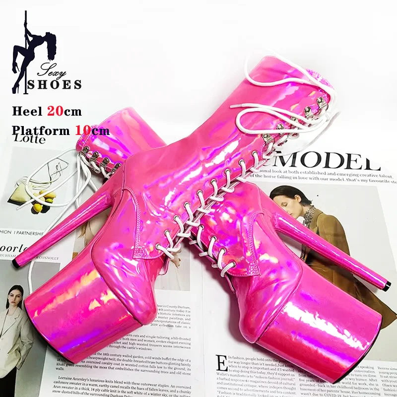 Botas con plataforma de baile en barra con cordones para mujer, zapatos ...