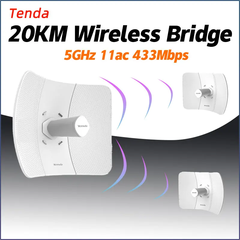 Tenda-O8 Ponto de acesso ao ar livre, ponte sem fio, longo alcance CPE, 433 Mbps, transmissão ...