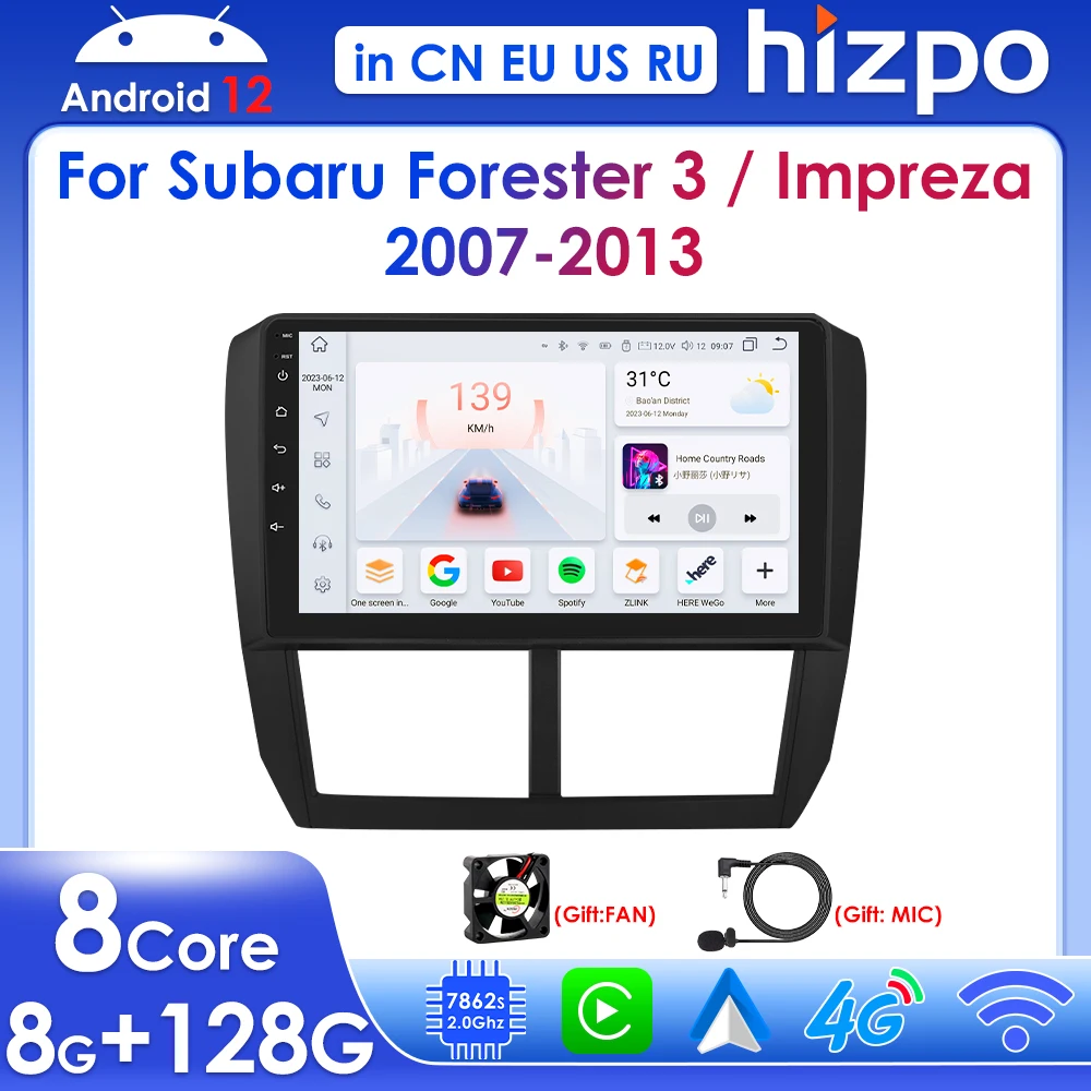 Hizpo-9-Android-12-UIS7862-Carplay-for-Subaru-Forester-Impreza-WRX-STI ...