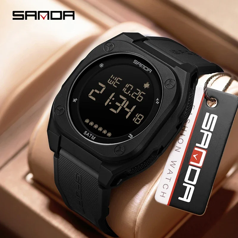 SANDA 6303 New Trendy Large Dial Digital Watch Multi functional Sports ...