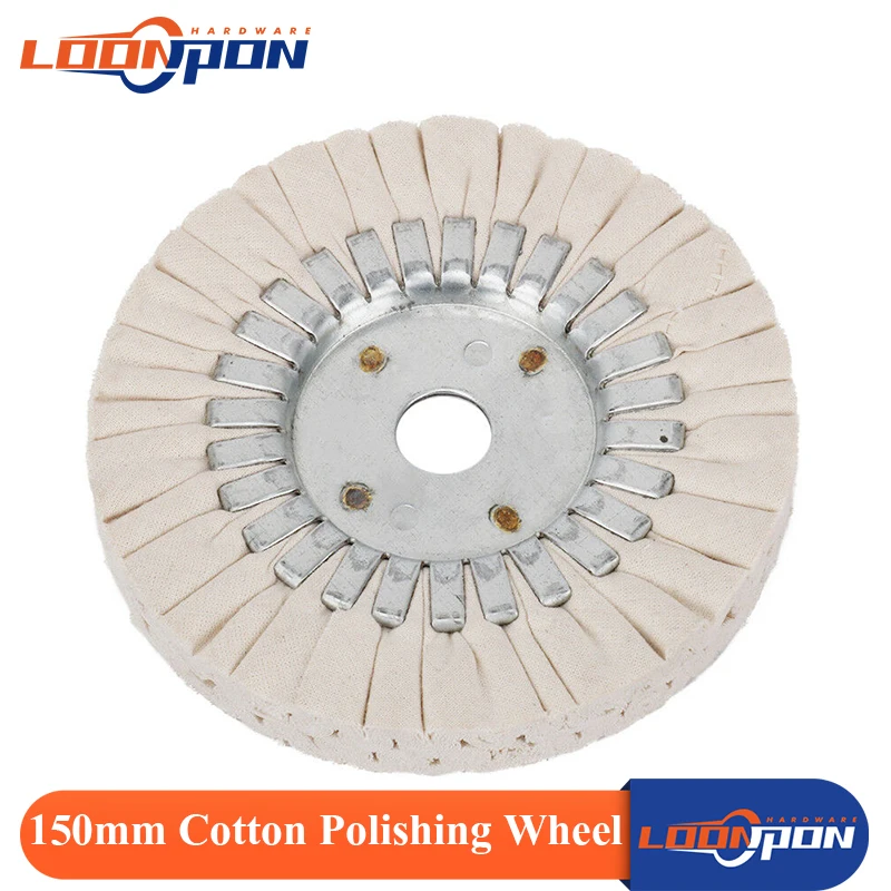 1PC 6" 150mmCotton Airway Buffing Wheel 150*20 mm Cloth Open Bias ...