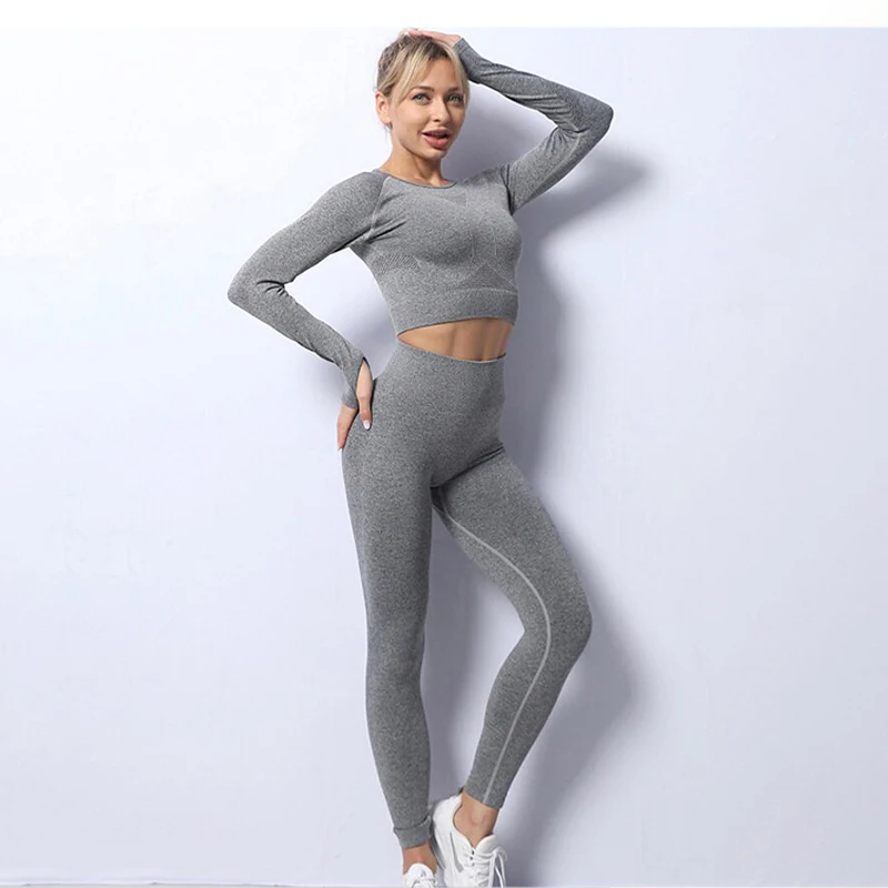 Women-Yoga-2-Pieces-Workout-Outfits-Seamless-High-Waist-Leggings-Sports-Crop-Top-Running-Clothes ...